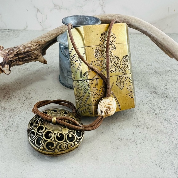 Vintage | Art | Vintage Postwar Japan Brass Sagemono Inro Netsuki ...